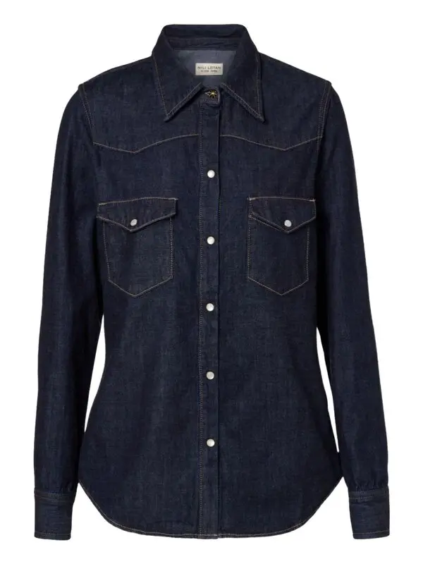 NILI LOTAN Long Sleeve Denim Shirt - No