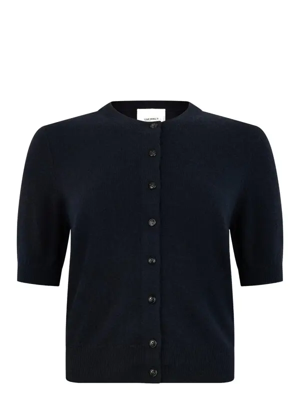 LISA YANG Short Sleeve Button Cardigan - Blue