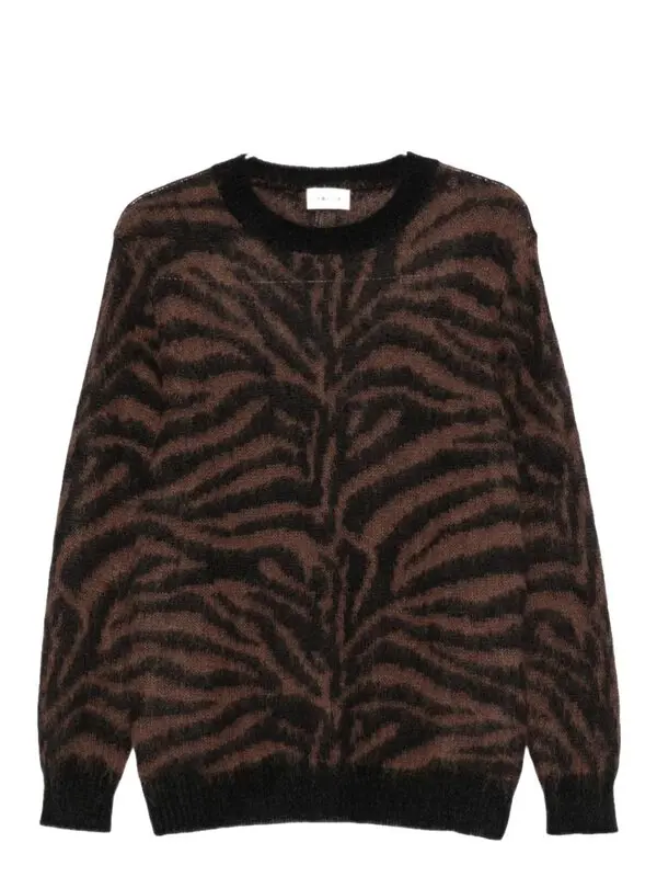 P.a.r.o.s.h Zebra-patterned Crew Neck Sweater - Brown/black