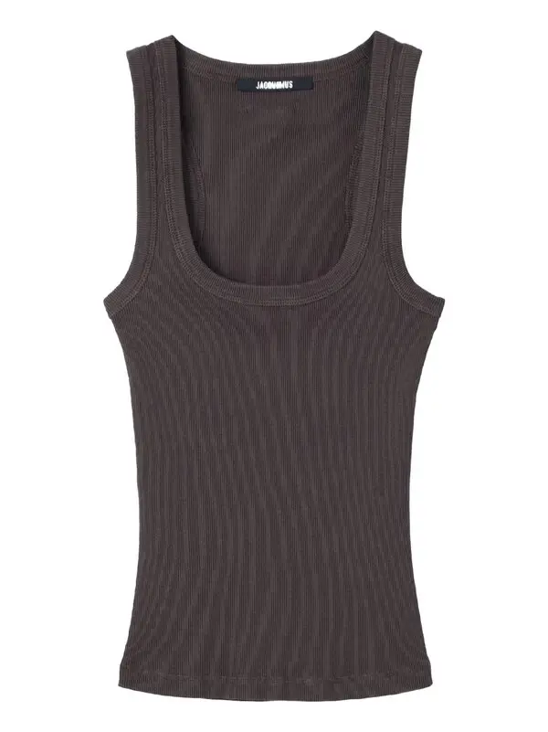 Jacquemus Ribbed Square Neck Tank Top - Brown