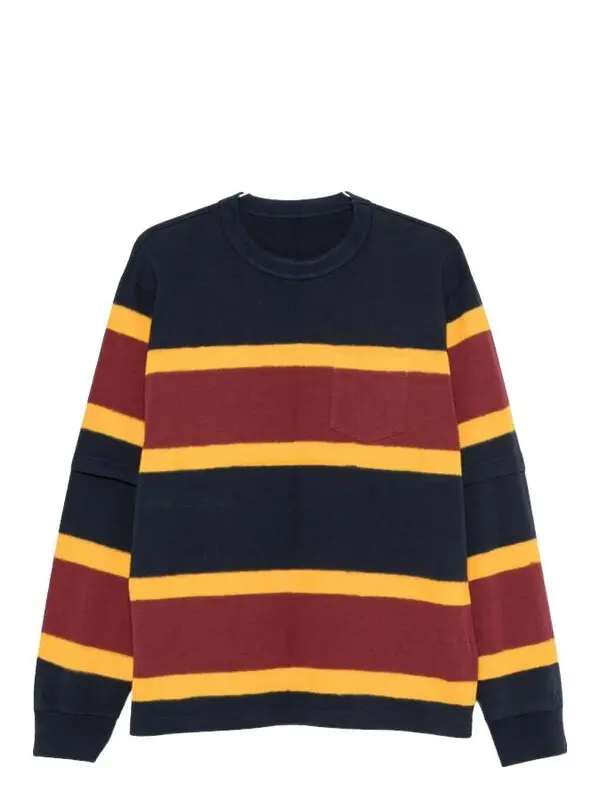 Sacai Striped Knit Layered Sleeve Sweater - Black