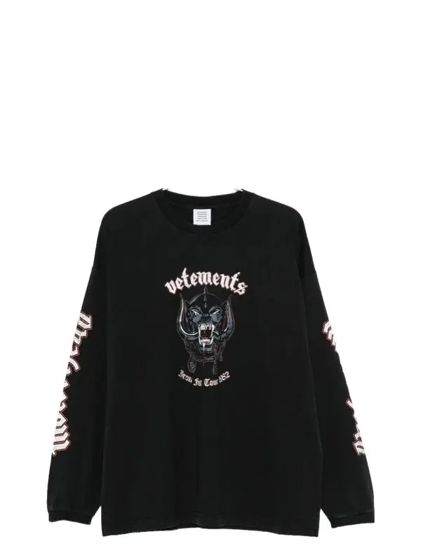 Vetements Graphic-print Long-sleeve T-shirt - Black
