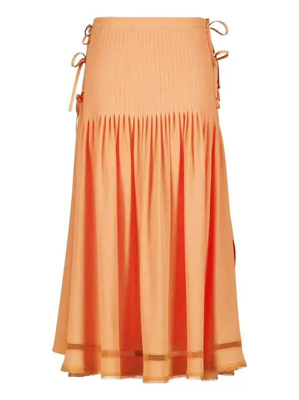 Rabanne Pleated Skirt With Tie Detail - Orange