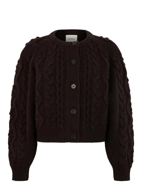 LISA YANG Cable-knit Cashmere Cardigan - Brown