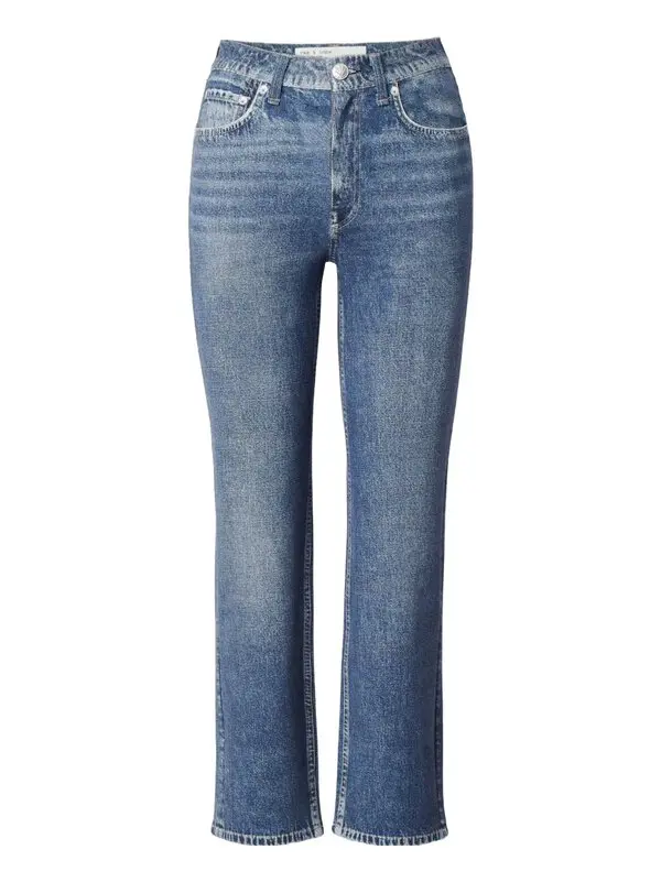 Rag & Bone Straight Leg Jeans With Printed Logo Detail - Blue
