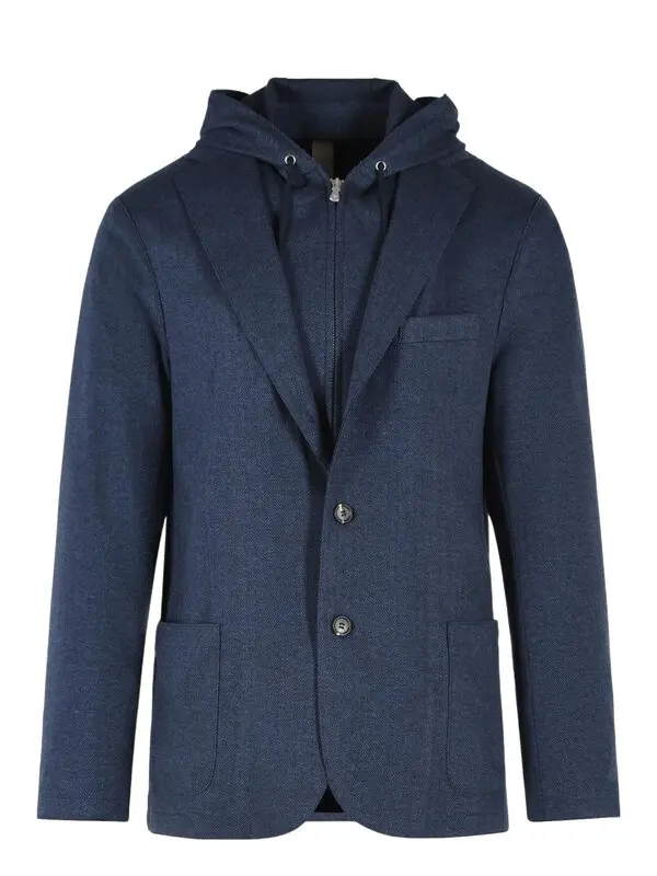 Eleventy Long-sleeved Suit Jacket With Hood - Blue