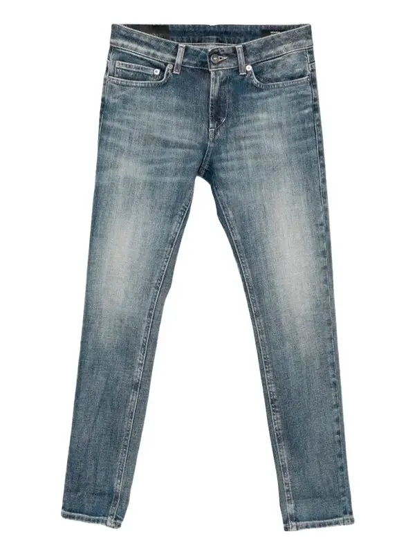 DONDUP Faded Effect Turn-up Cropped Jeans - Blue