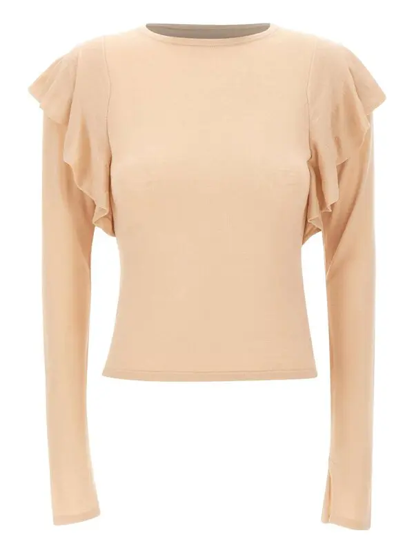 Marella Selva Ruffled Knitted Sweater - Beige