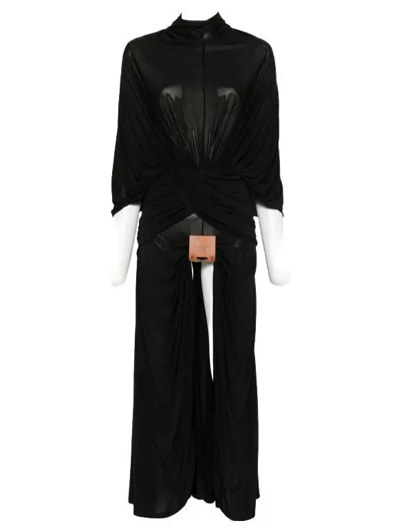 JEAN PAUL GAULTIER Long-sleeved Draped Maxi Dress - Black