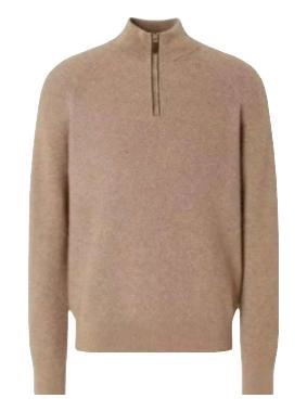 Zegna Cashmere Mélange Half-zip Mock Neck Sweater - Brown