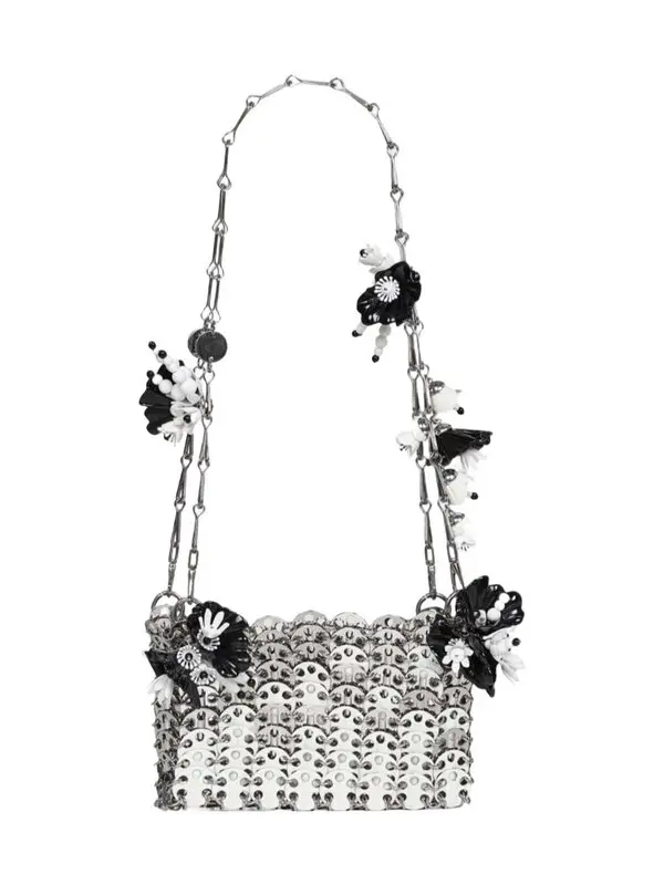 Rabanne Floral Disc Shoulder Bag - Silver