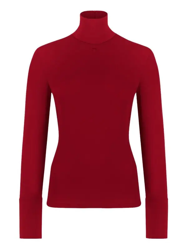 COURREGES High-neck Long-sleeve Top - Chilled Red Wine