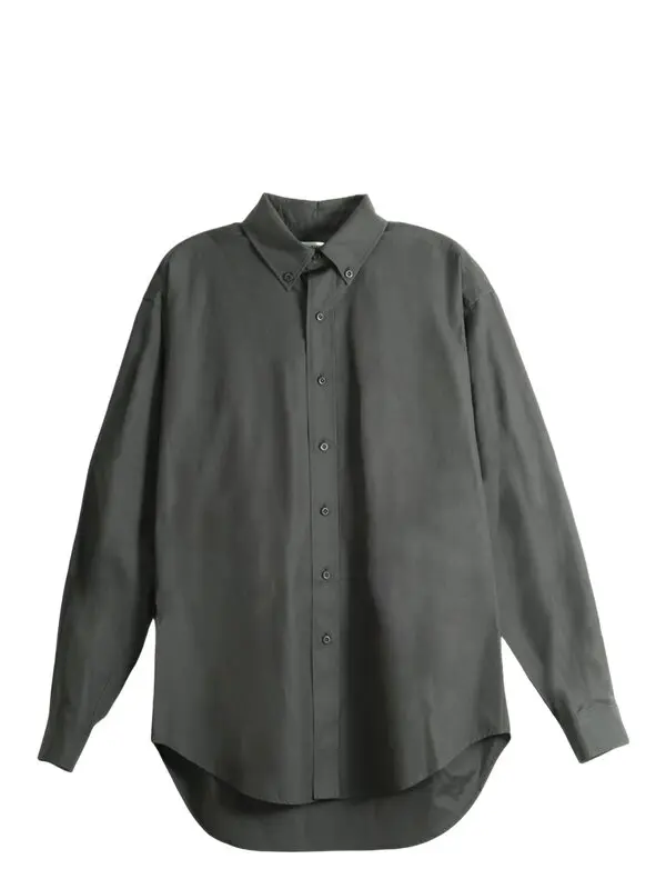 RIER Button-up Curved Hem Shirt - Black
