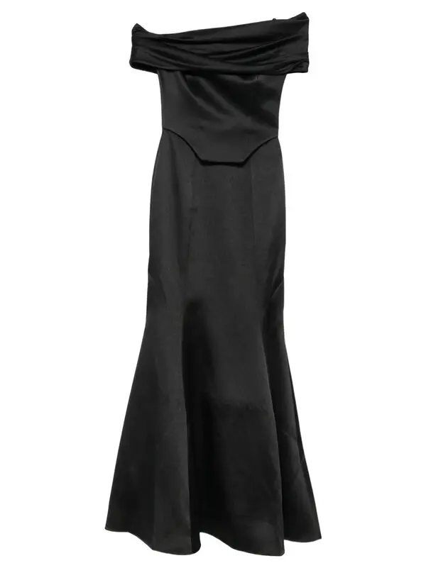 Solace Off-shoulder Satin Maxi Dress - Black