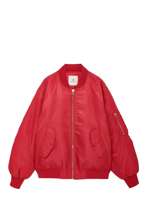 ANINE BING Bomber Jacket With Ribbed Details - Tango Red