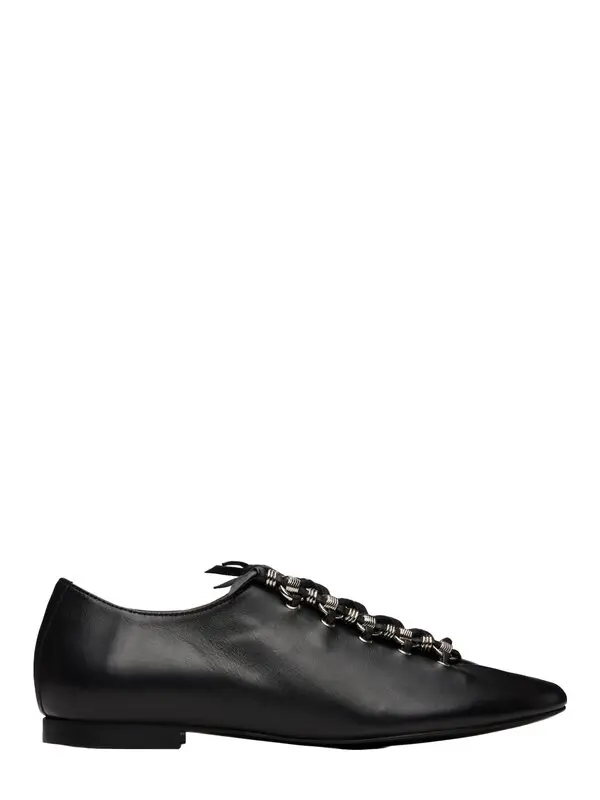 TOGA VIRILIS Leather Derby With Patterned Hardware - Black