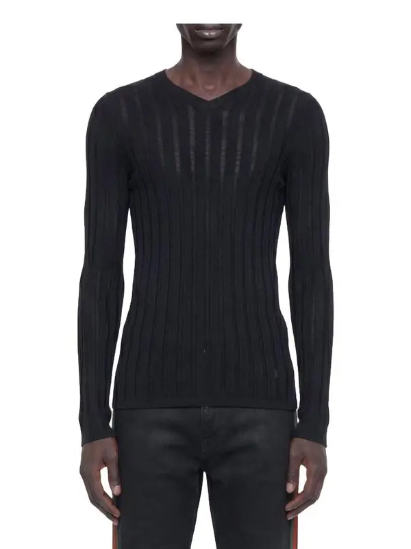 Gucci Semi-transparent V-neck Pullover - Black