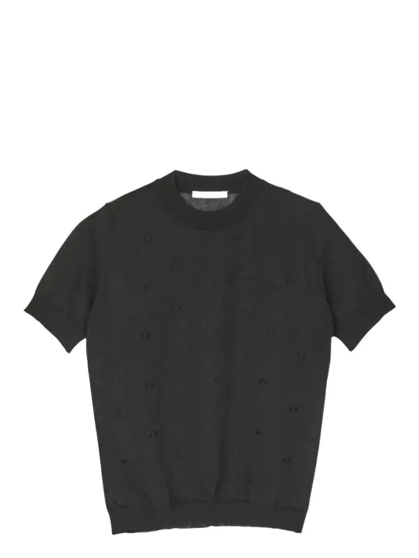 Cecilie Bahnsen Short-sleeved Top With Hyacinth Embroidery - Black