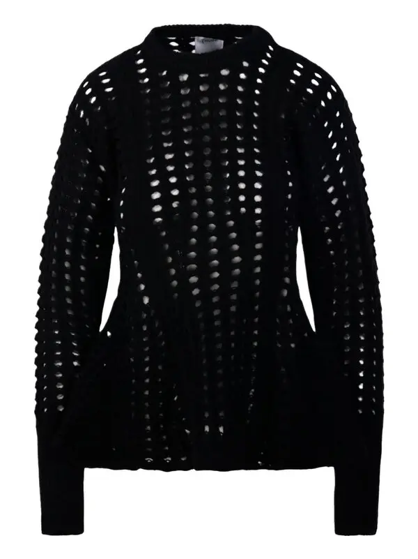 NUDE Perforated Mock Neck Sweater - Black