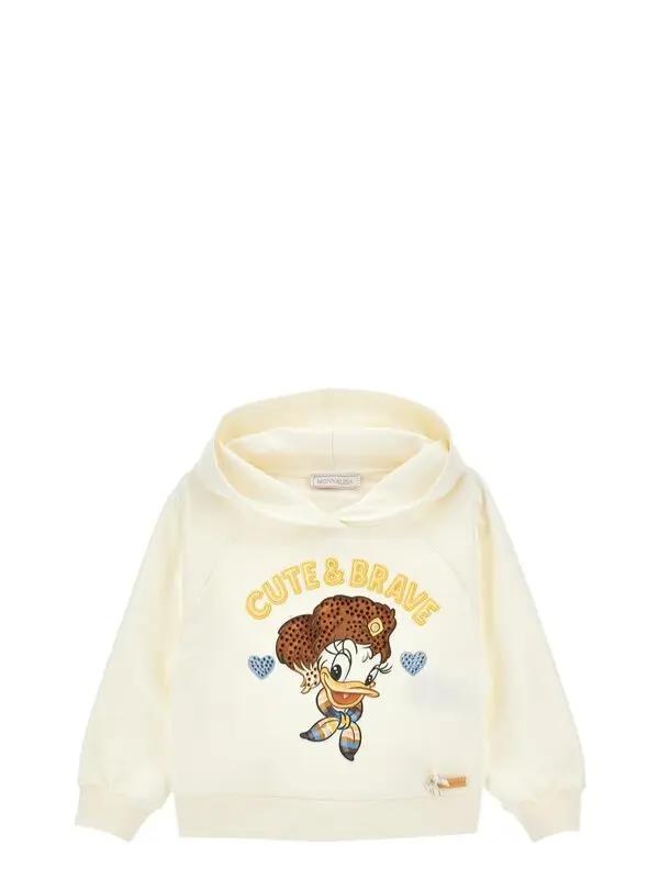 Monnalisa Rhinestone Embellished Hooded Sweatshirt - White