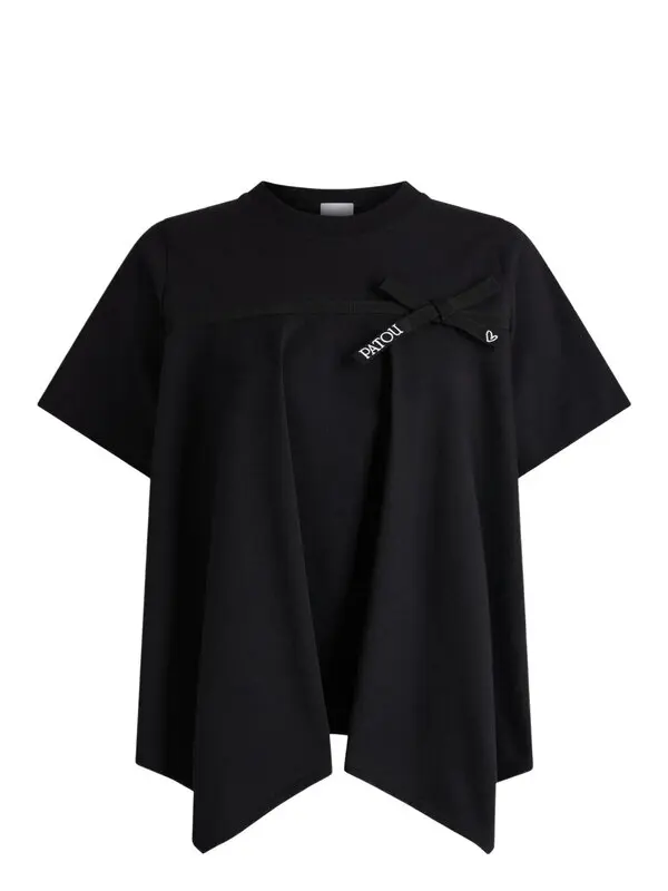 PATOU Bow-detail Pleated T-shirt - Black