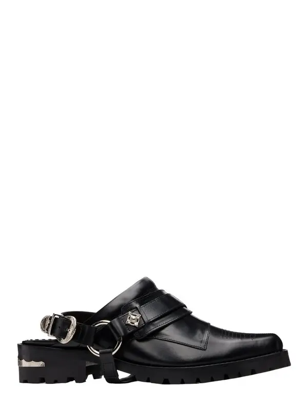 TOGA VIRILIS Leather Slip-on Loafers With Buckle Detailing - Black