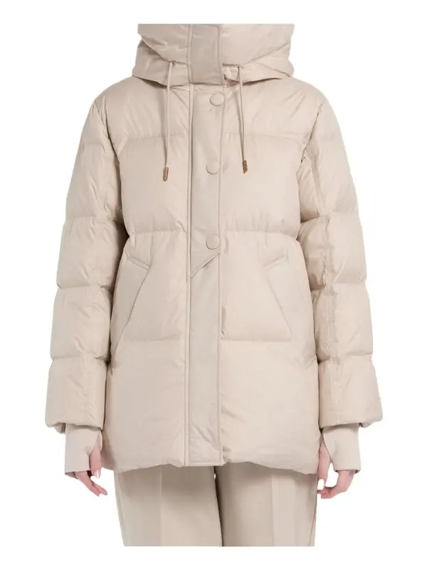 Marella Quilted Down Jacket With Hood - Light Brown