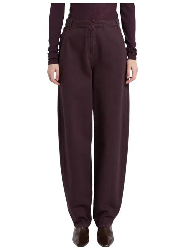 Marella High-waisted Cotton Twill Barrel-leg Trousers - Black