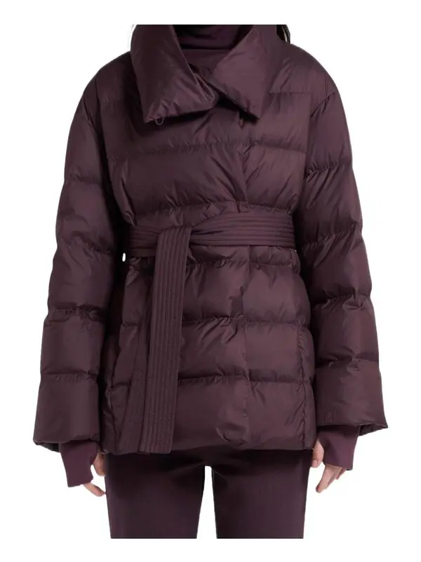 Marella Quilted Down Jacket With Belt - Purple