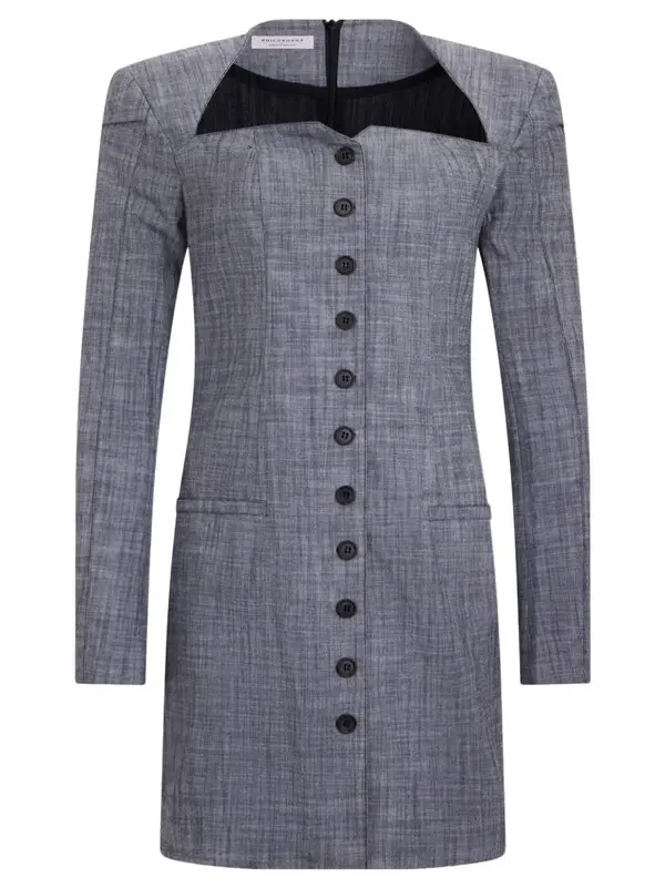 Philosophy Di Lorenzo Serafini Long Sleeve Buttoned Mini Dress - Grey