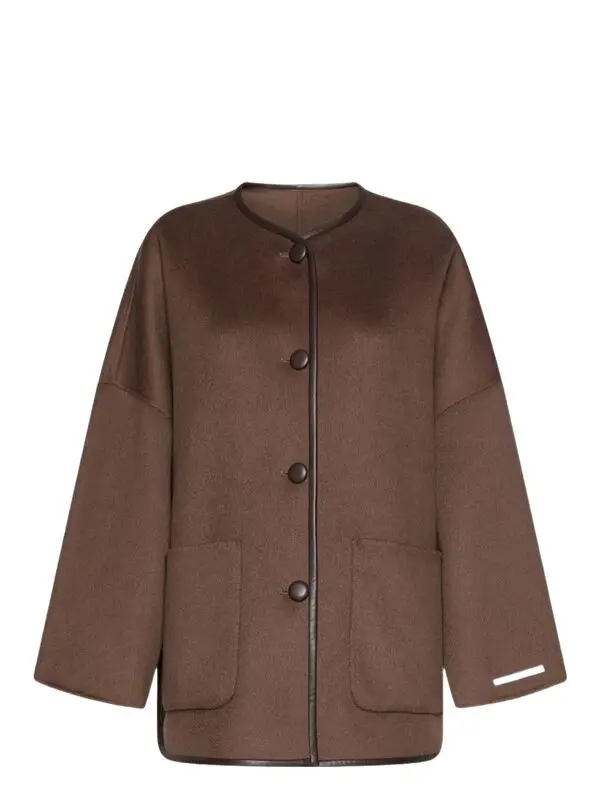 Marella Single-breasted Coat With Leather Detailing - No
