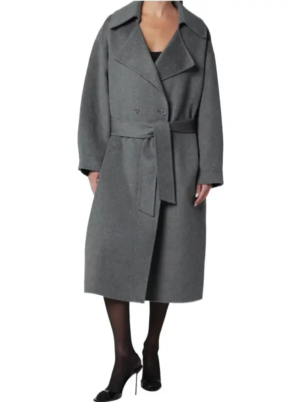 THE FRANKIE SHOP Double-breasted Belted Coat - Grey