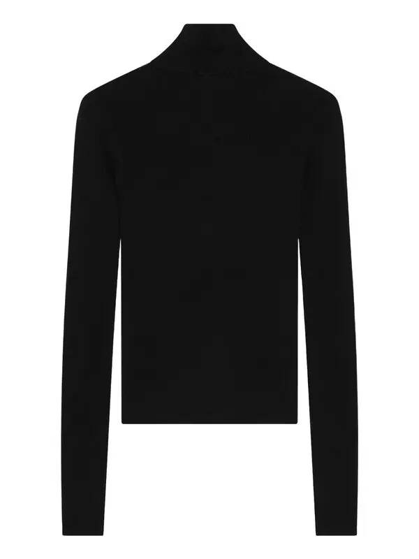 THE FRANKIE SHOP Sade Merino Wool And Silk Zip-neck Knit Top - Black
