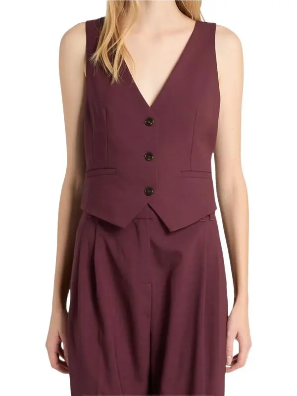 Marella Single-breasted Vest - Red