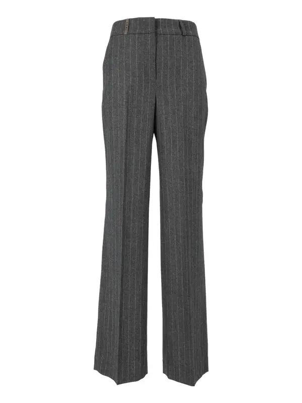Peserico Pinstripe Pleated Trousers - Black