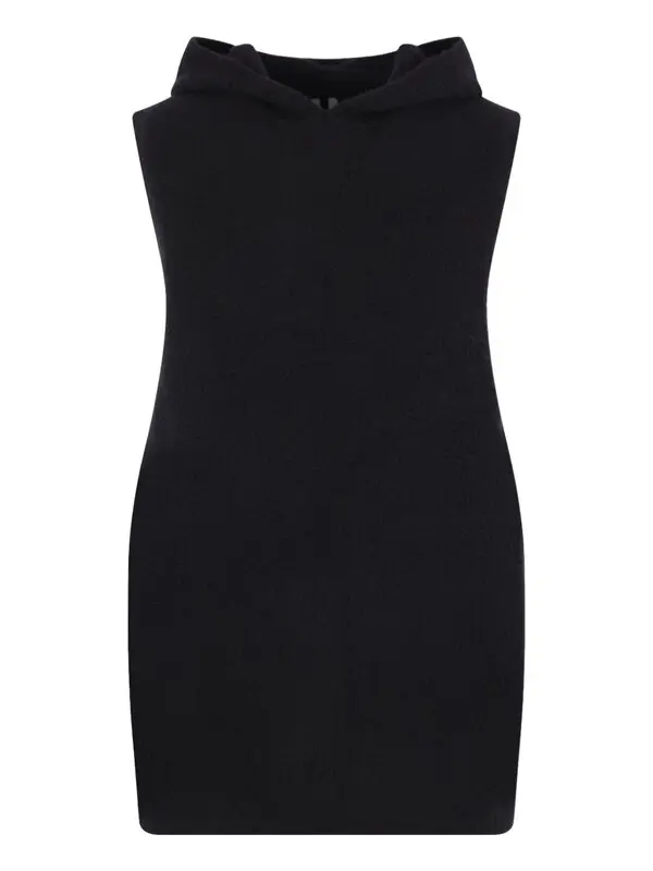 Rick Owens Sleeveless Hooded Knit Top - Black