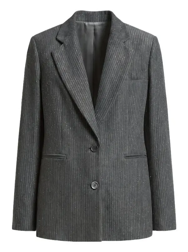 Peserico Glitter-effect Pinstripe Blazer - Grey