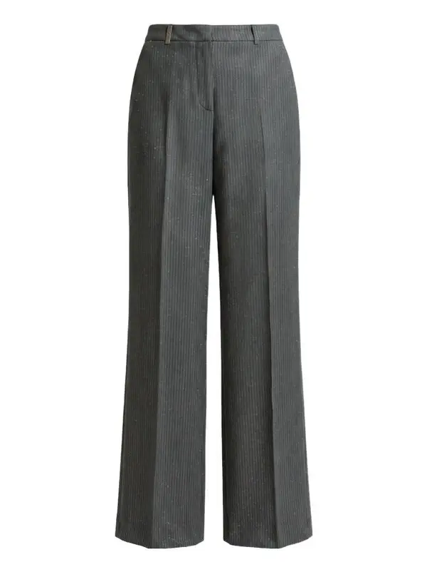 Peserico Ribbed Wide-leg Trousers With Vertical Stripes - Grey