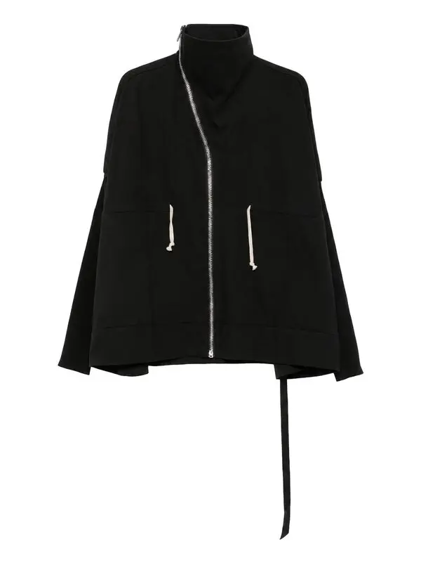 Rick Owens Asymmetric Zip Funnel Neck Sweatshirt - Black