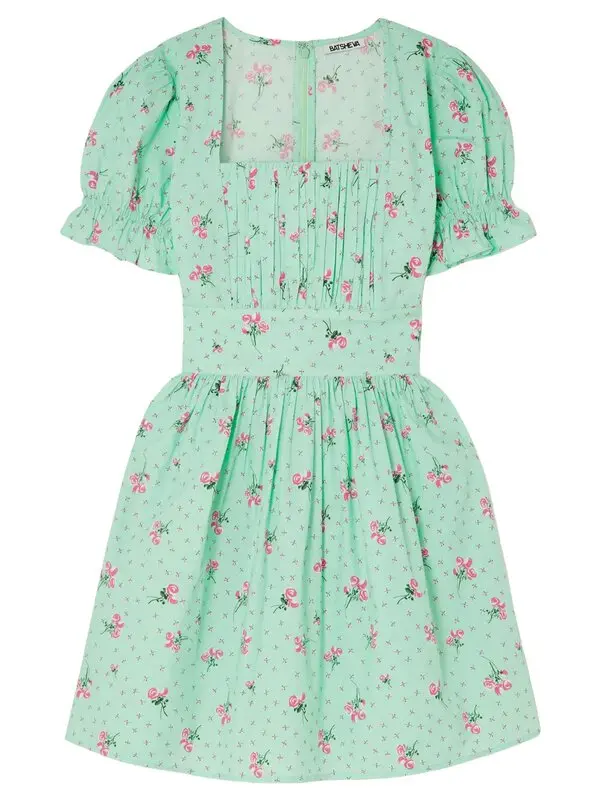 Batsheva Floral Print Cotton Poplin Mini Dress - No