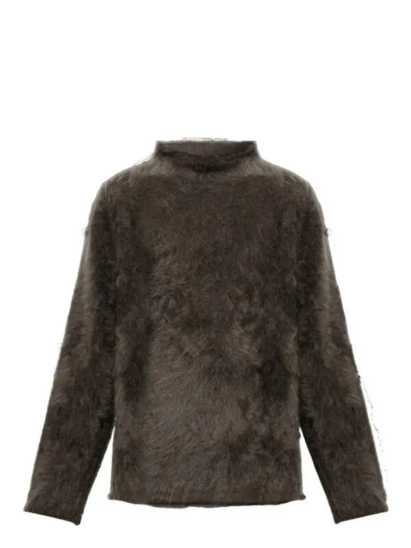 LISA YANG Brushed Knit High Neck Sweater - Brown