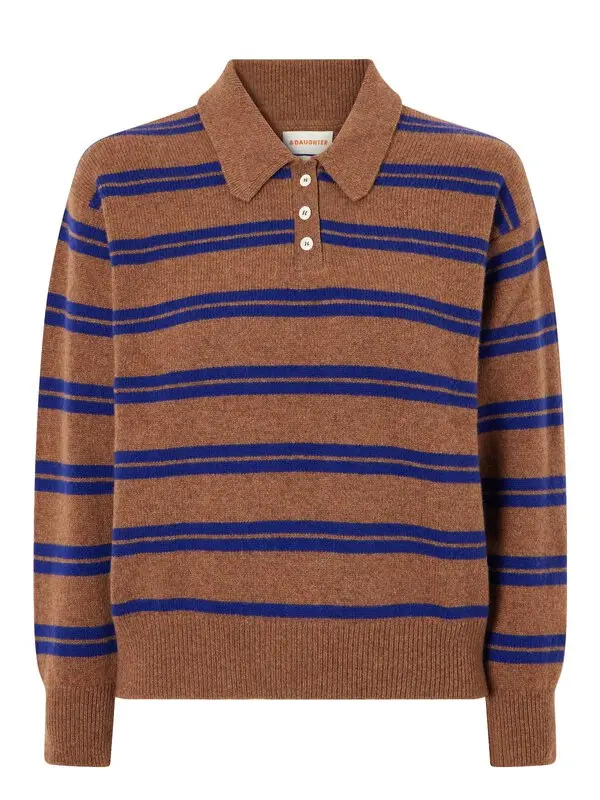 &daughter Edith Striped Wool Polo Sweater - Brown