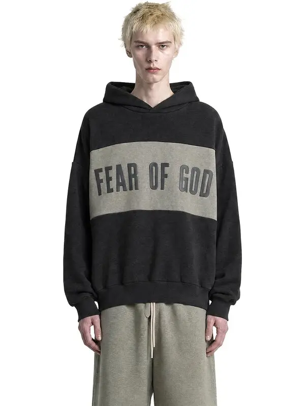Fear Of God Cropped Relaxed Paneled Hoodie - Grey