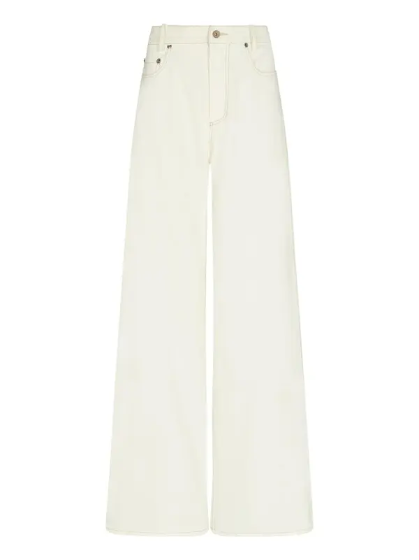 Serena Bute Cotton Wide Leg Trousers - Ecru