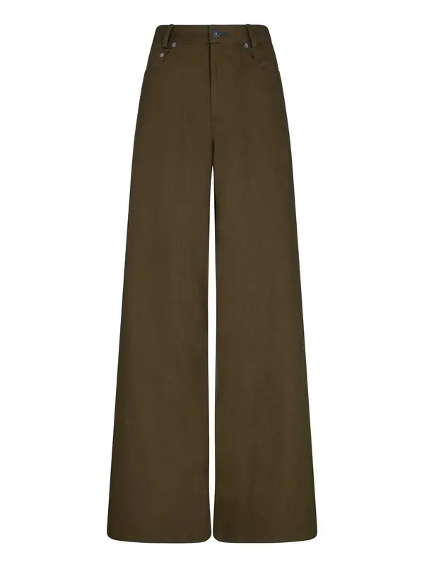 Serena Bute Cotton Loose Fit Trousers - Green