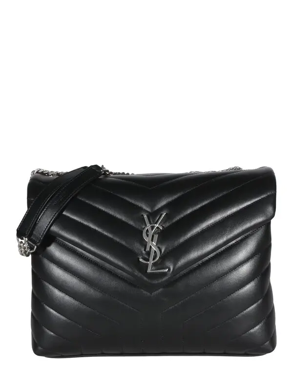 Saint Laurent Calfskin Y Quilted Loulou Chain Satchel - Black