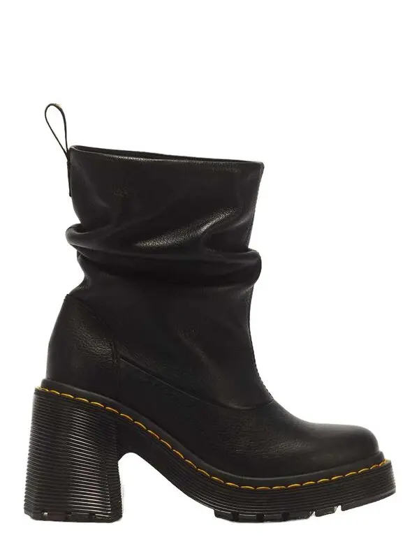 Dr. Martens Kasey Lo Virginia Leather Heeled Boots - Black