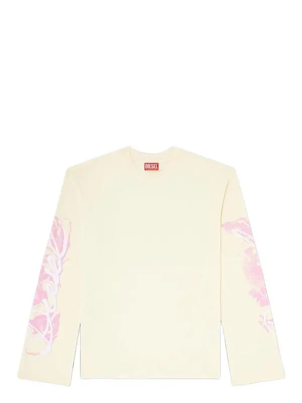 DIESEL® Long-sleeve T-shirt With Graphic Prints And Crystal Embellishments - Yellow