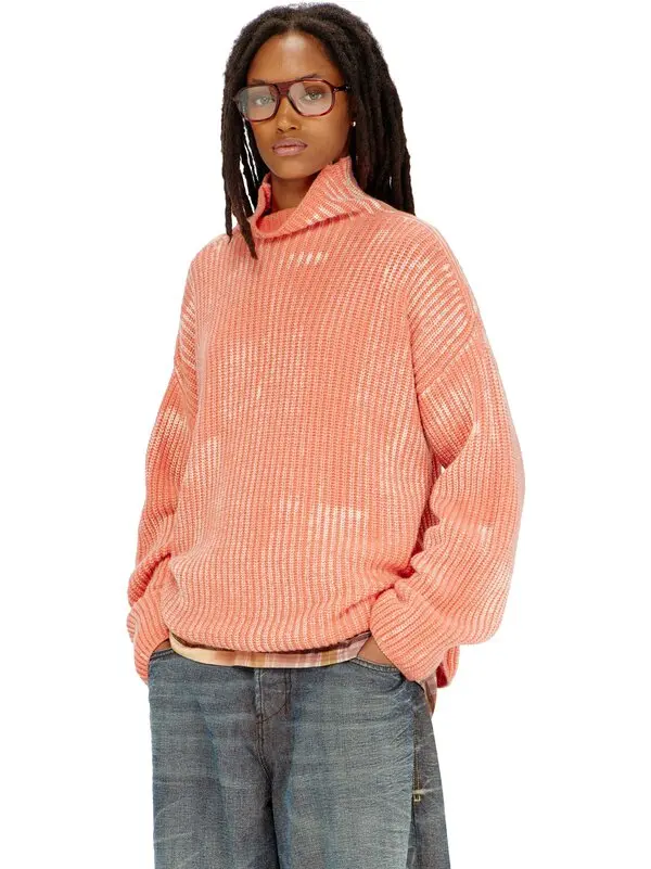 DIESEL® Ribbed Wool Blend Funnel Neck Jumper - Red