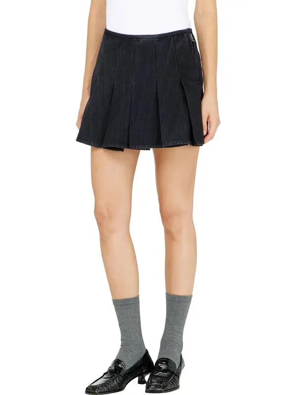 DIESEL® Pinstriped Pleated Denim Skort - Black